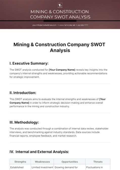 Free Mining And Construction Company Swot Analysis Template To Edit Online Free Mining And Construction Company Swot Analysis Template To Edit Online