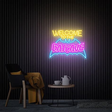 Welcome To The Batcave Neon Sign Man Cave Decor Bat Cave Sign Custom