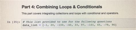 Solved Part Combining Loops Conditionals This Part Chegg