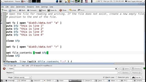 Tclcisco Lesson 24 Manipulating Text Files Arabic Version Youtube