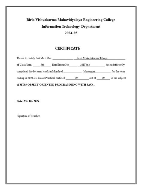 Java Certificate Pdf
