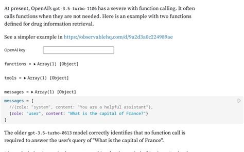 Current Problem With Gpt 35 Turbo 1106 Function Calling Lee Mason Observable