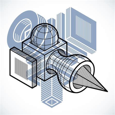 Premium Vector Engineering Abstract Shape 3d Vector Polygonal Figure