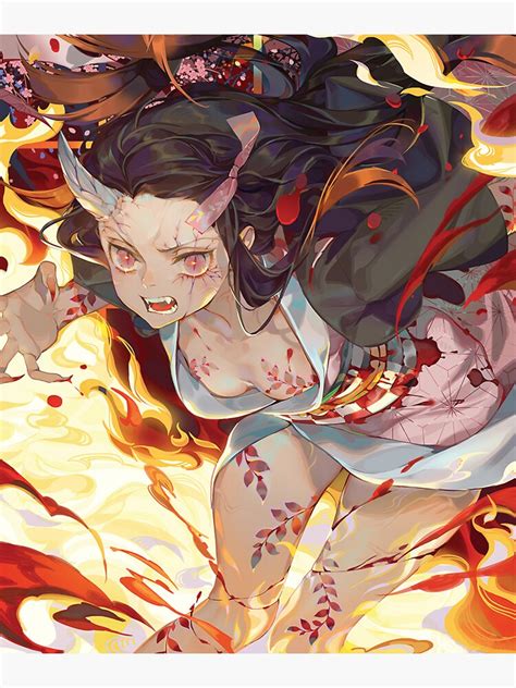 Anime Graphic Badass Girl Art Anime Badass Nezuko Fanart Sticker For