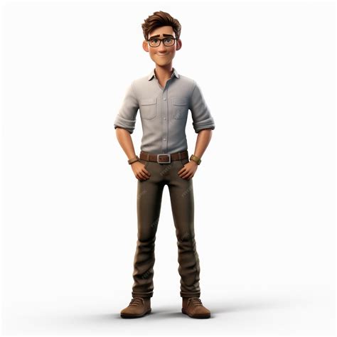 Premium Photo Pixar Style 3d Male Character On White Isolated Background