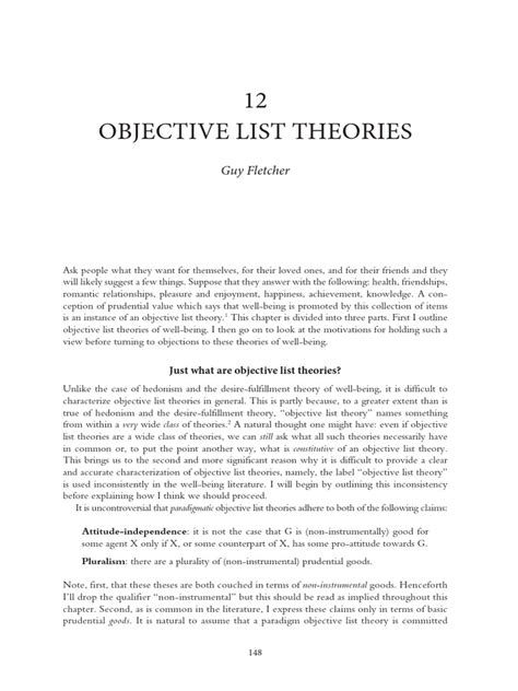 Objective List Theories Pdf Well Being Hedonism