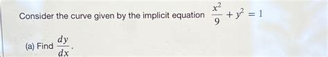 Solved Consider The Curve Given By The Implicit Equation