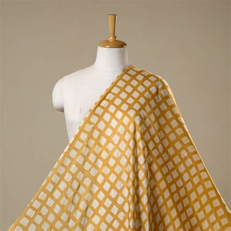 Yellow Kutch Batik Print Modal Silk Fabric