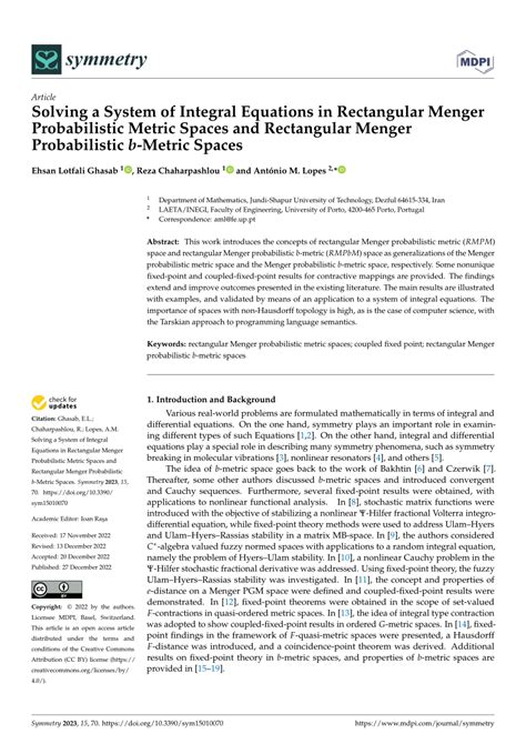 Pdf Solving A System Of Integral Equations In Rectangular Menger