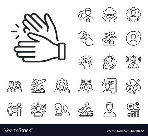 Clapping Hands Line Icon Clap Sign Specialist Vector Image