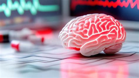 Brain Model By Computer Monitor Exploring Neuroscience And Artificial
