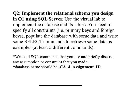 Solved Q2 Implement The Relational Schema You Design In Q1