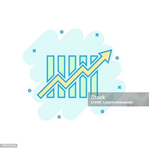 만화 스타일에 막대 그래프 아이콘을 성장 화살표 벡터 만화 그림 그림을 증가 Infographic 진행 사업 개념 스플래시