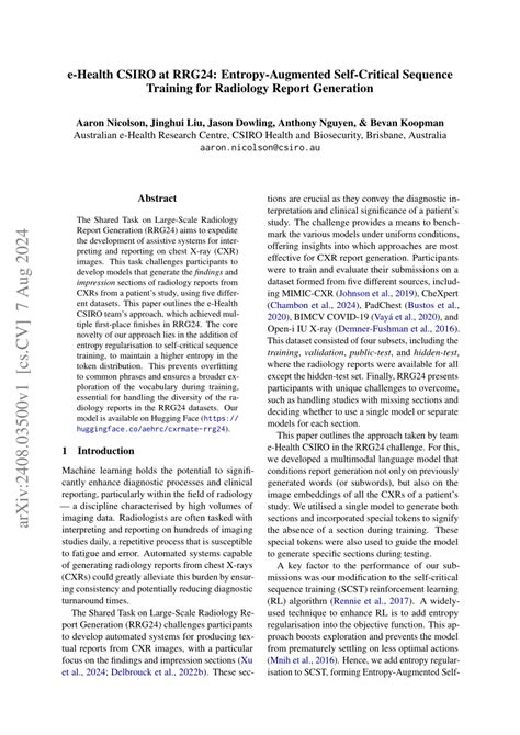 Pdf E Health Csiro At Rrg24 Entropy Augmented Self Critical Sequence
