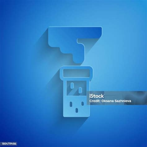 종이 컷 테스트 튜브 와 플라스크 화학 실험실 테스트 아이콘 은 파란색 배경에 격리 실험실 유리 제품 기호 종이 아트 스타일