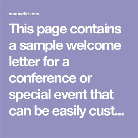Welcome Letter Sample For Conference Or Event