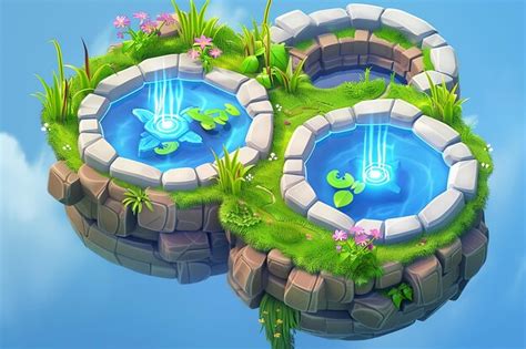 Floating Land Islands For Game Level Map Ui Design Premium Ai Generated Image