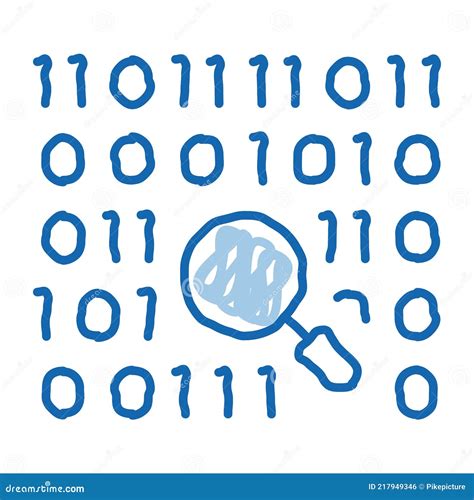 Research Binary Code Doodle Icon Hand Drawn Illustration Stock Vector