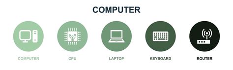 Premium Vector Computer Cpu Laptop Keyboard Router Icons Infographic Design Template Creative