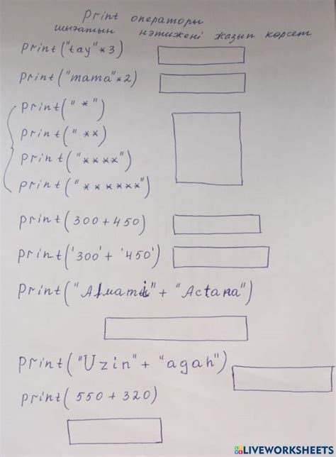 Python программалау тілі Interactive Worksheet Live Worksheets