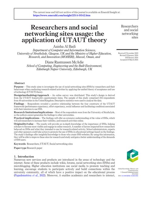 Pdf Researchers And Social Networking Sites Usage The Application Of