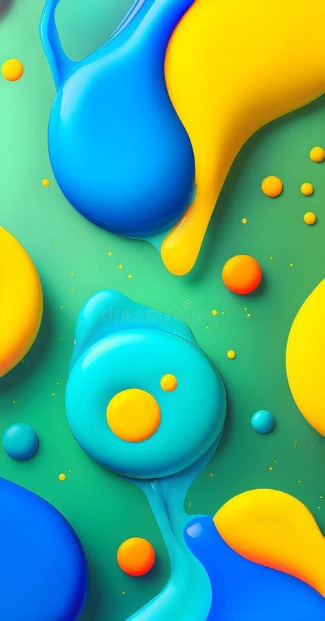 Abstract Wallpaper With Colorful Blobs And Liquid Shapes On A Green