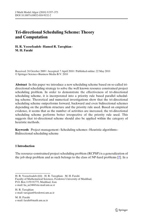 Pdf Tri Directional Scheduling Scheme Theory And Computation