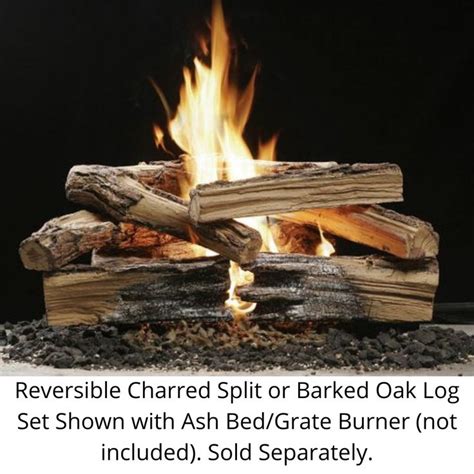 Kingsman Charred Split Log Set Barked Oak Log Set Vlog24 Vlog30 Oak Logs Gas Log Sets