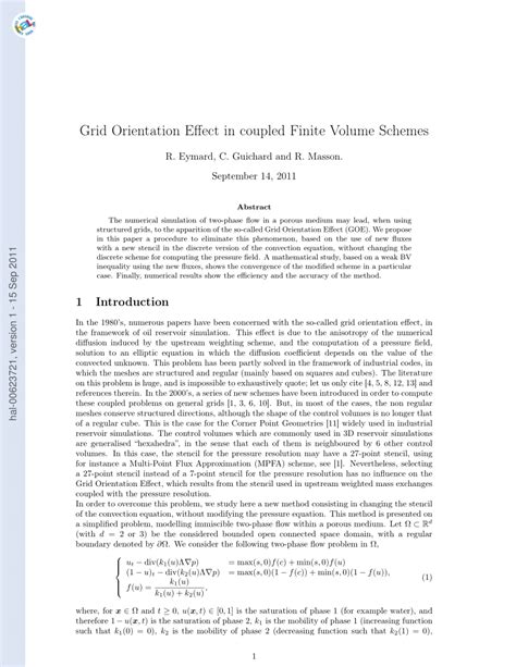 Pdf Grid Orientation Effect In Coupled Finite Volume Schemes