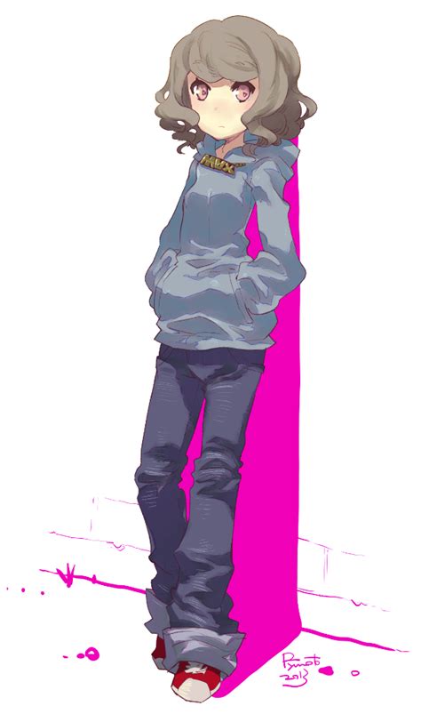 Safebooru 1girl Against Wall Black Hair Hamamoto Ryuusuke Hands In