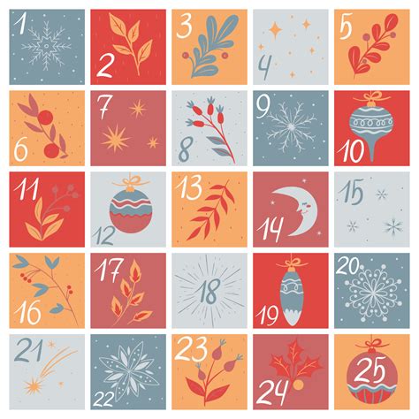 Christmas Advent Calendar With Hand Drawn Elements Vector Graphics 11955396 Vector Art At Vecteezy