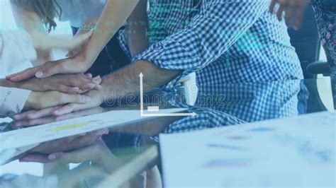 Animation Of Graph And Data Processing Over Diverse Business People