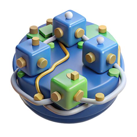 Abstract 3d Network Interconnected Cubes And Pathways 56085799 Png
