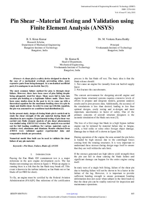 Pdf Pin Shear Material Testing And Validation Using Finite Element