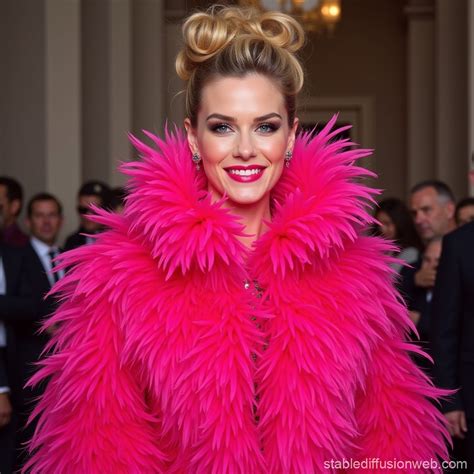 Anna Kendrick Wearing A Hot Pink Feather Boa Prompts Stable Diffusion