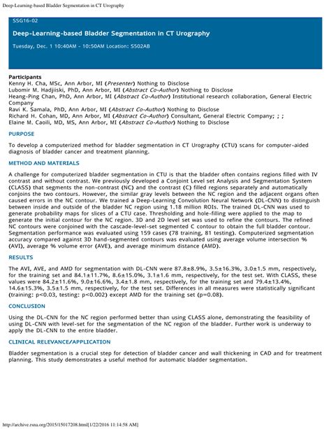 Pdf Deep Learning Based Bladder Segmentation In Ct Urography