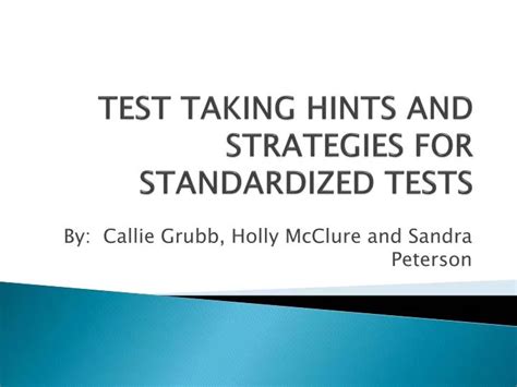 PPT TEST TAKING HINTS AND STRATEGIES FOR STANDARDIZED TESTS PowerPoint Presentation ID