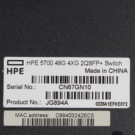 Hpe Flexfabric 5700 Switch 48x 1gbe 4x Sfp 10gbe 2x Qsfp 40gbe Jg894a
