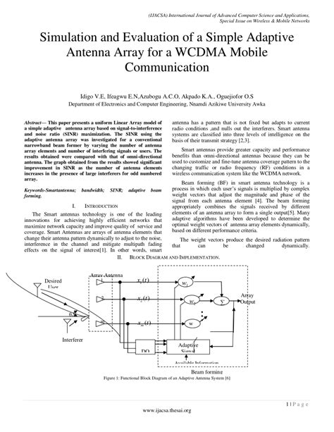 Pdf Simulation And Evaluation Of A Simple Adaptive Antenna Array For