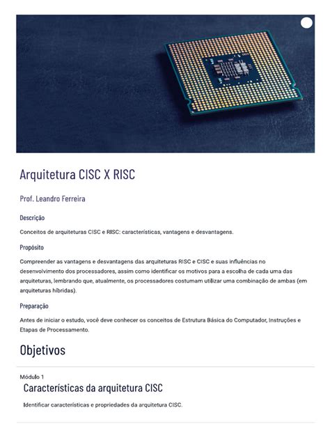 Arquitetura Cisc X Risc Pdf