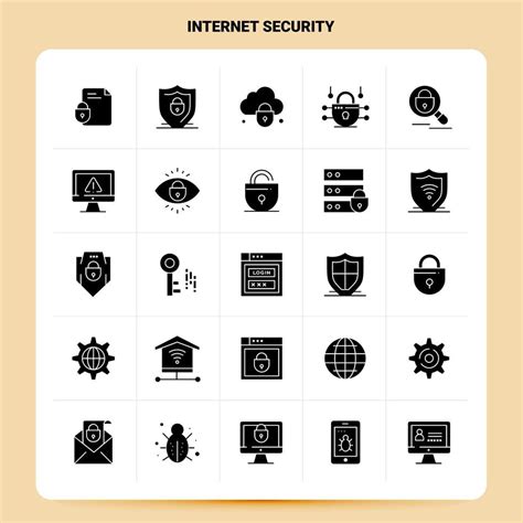 Solid 25 Internet Security Icon Set Vector Glyph Style Design Black