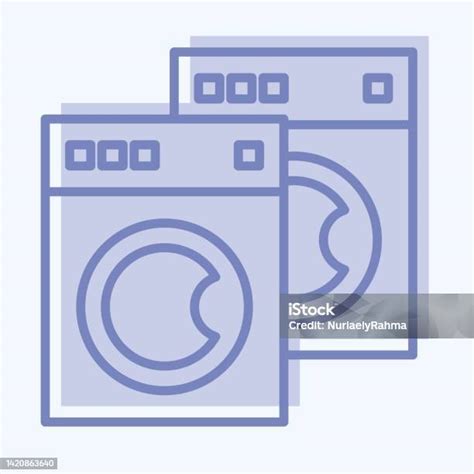 아이콘 세탁기 세탁물 기호와 관련이 있습니다 두 가지 톤 스타일 편집 가능한 간단한 디자인 간단한 그림 인쇄에 적합 가사 집안일에 대한 스톡 벡터 아트 및 기타 이미지