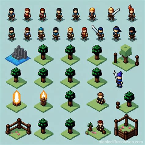 Pixel Art Assets For Rpg Game X Stable Diffusion Online