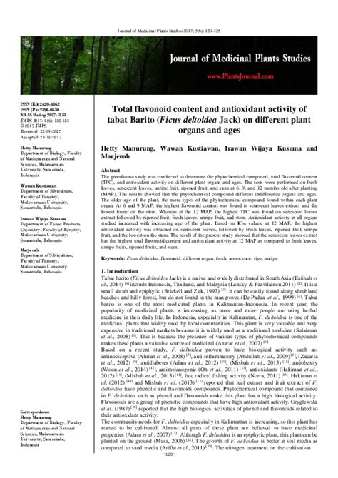 Pdf Total Flavonoid Content And Antioxidant Activity In Leaves And Stems Extract Of Cultivated