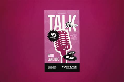 Premium Psd Pink Modern Flat Design Talk Show Social Media Story