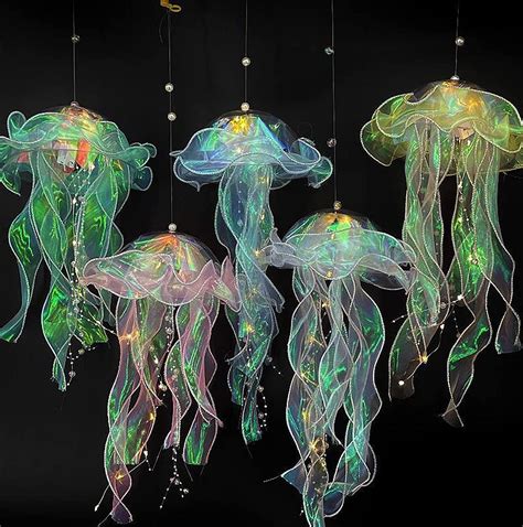 Colorful Jellyfish Lamp Glitter Iridescent Hanging Jelly Fish Lanterns