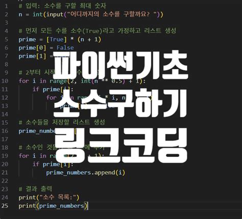 [파이썬 기초] 소수 구하기 완벽 정리 링크코딩 네이버 블로그