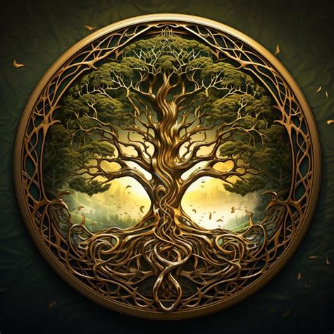 Premium Photo A Close Up Of A Tree Of Life With A Circular Frame