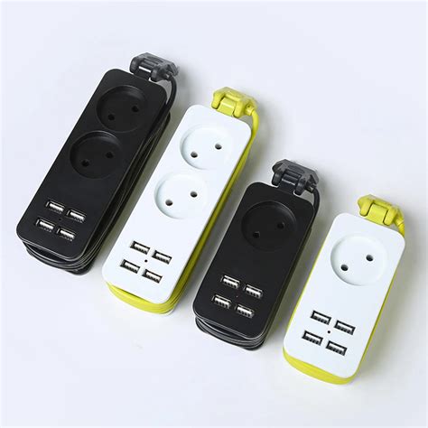 다기능 휴대용 여행용 플러그 어댑터 Eu 플러그 전원 스트립 4 Usb 포트 충전기 소켓 1200w 스마트폰 및 태블릿용