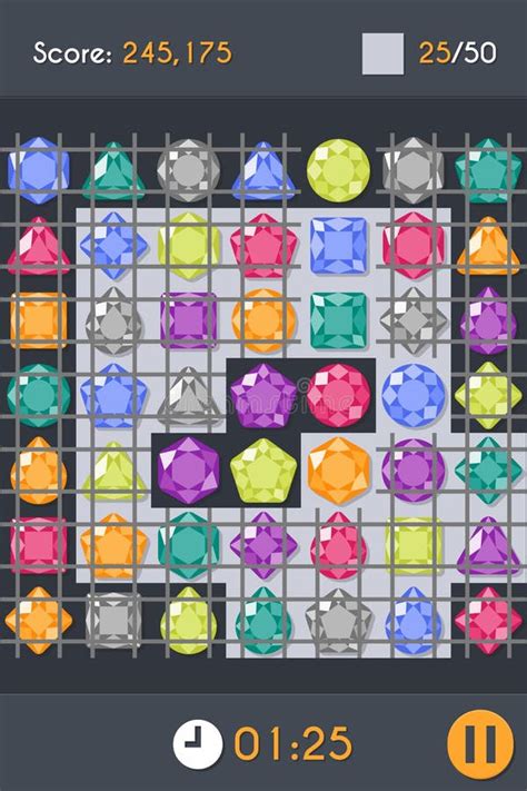 Match Gems Puzzle Game Screen Stock Illustrations Match Gems Puzzle Game Screen Stock
